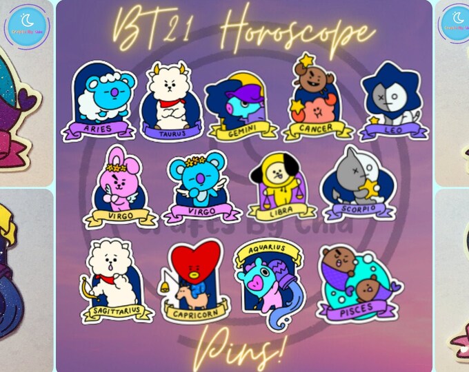 BT21 Horoscope Pins BT21 Zodiac Pins Universtar Pins - Etsy