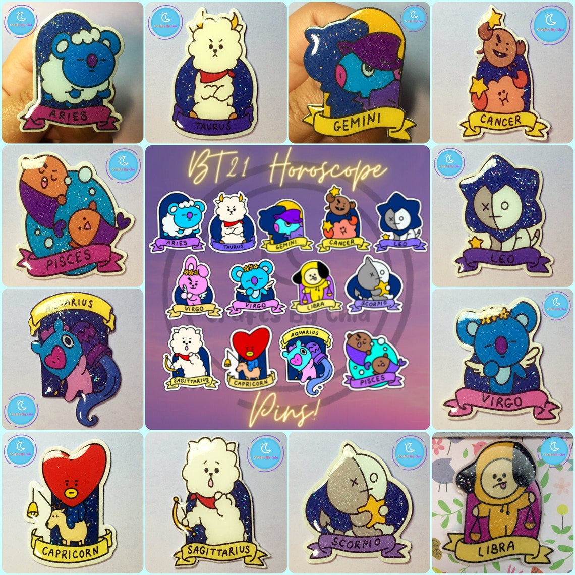 BT21 Horoscope Pins BT21 Zodiac Pins Universtar Pins - Etsy