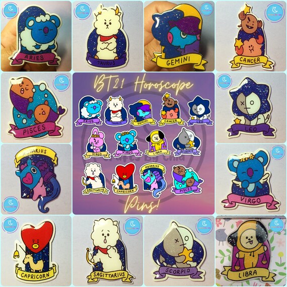 BT21 Horoscope Pins BT21 Zodiac Pins Universtar Pins | Etsy