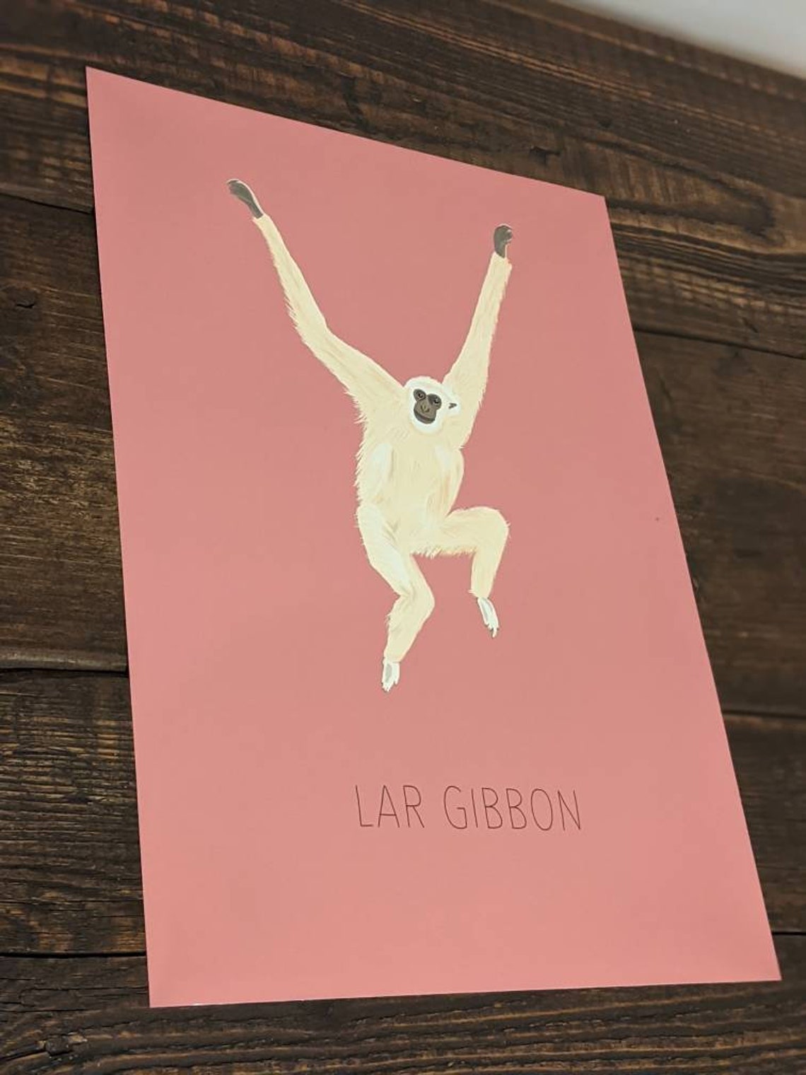 Lar Gibbon Print, Wildlife Ape Poster, Tropical Monkey Jungle ...