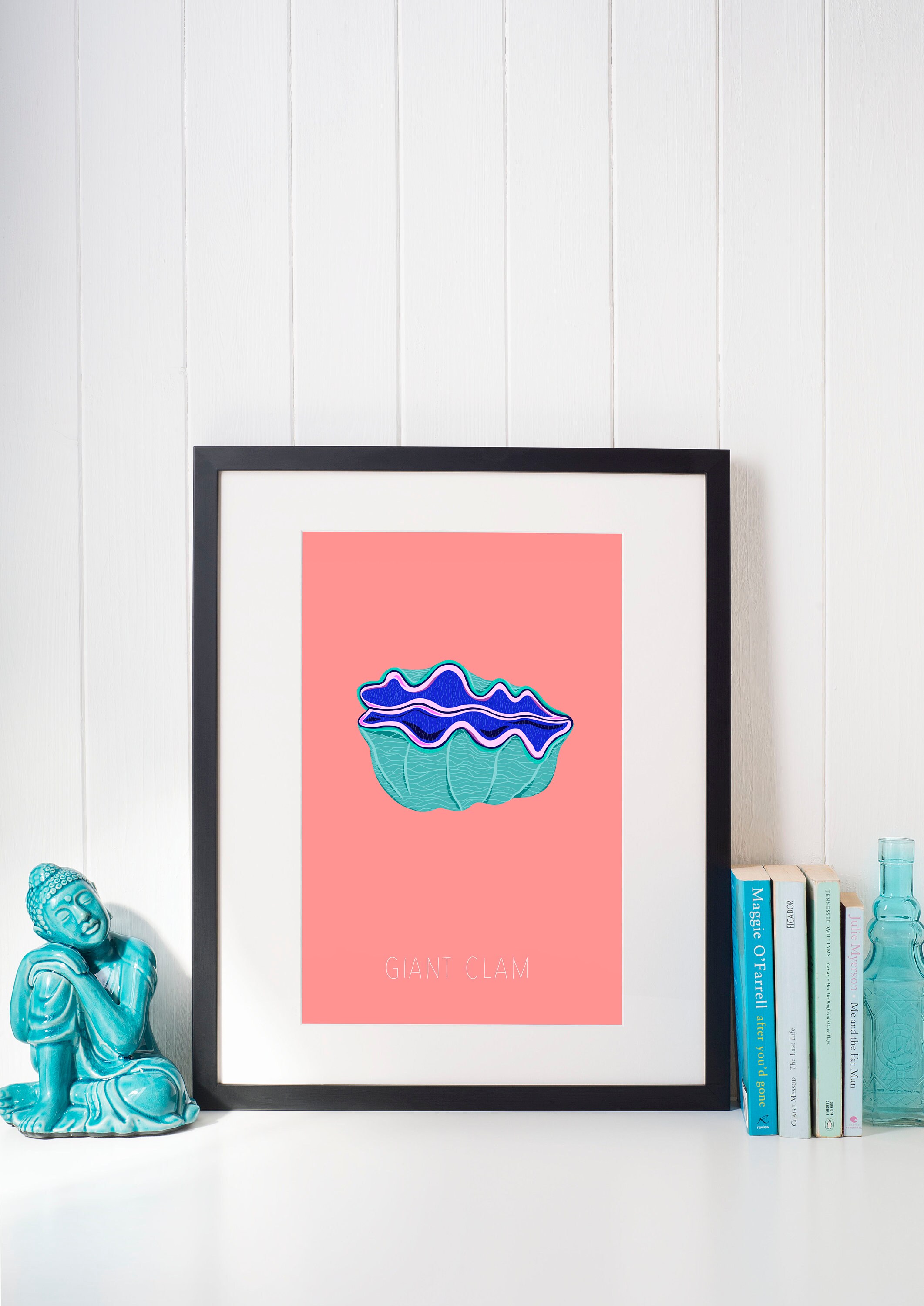 Illustration Print Poster GIANT CLAM Coastal Ocean Marine | Etsy