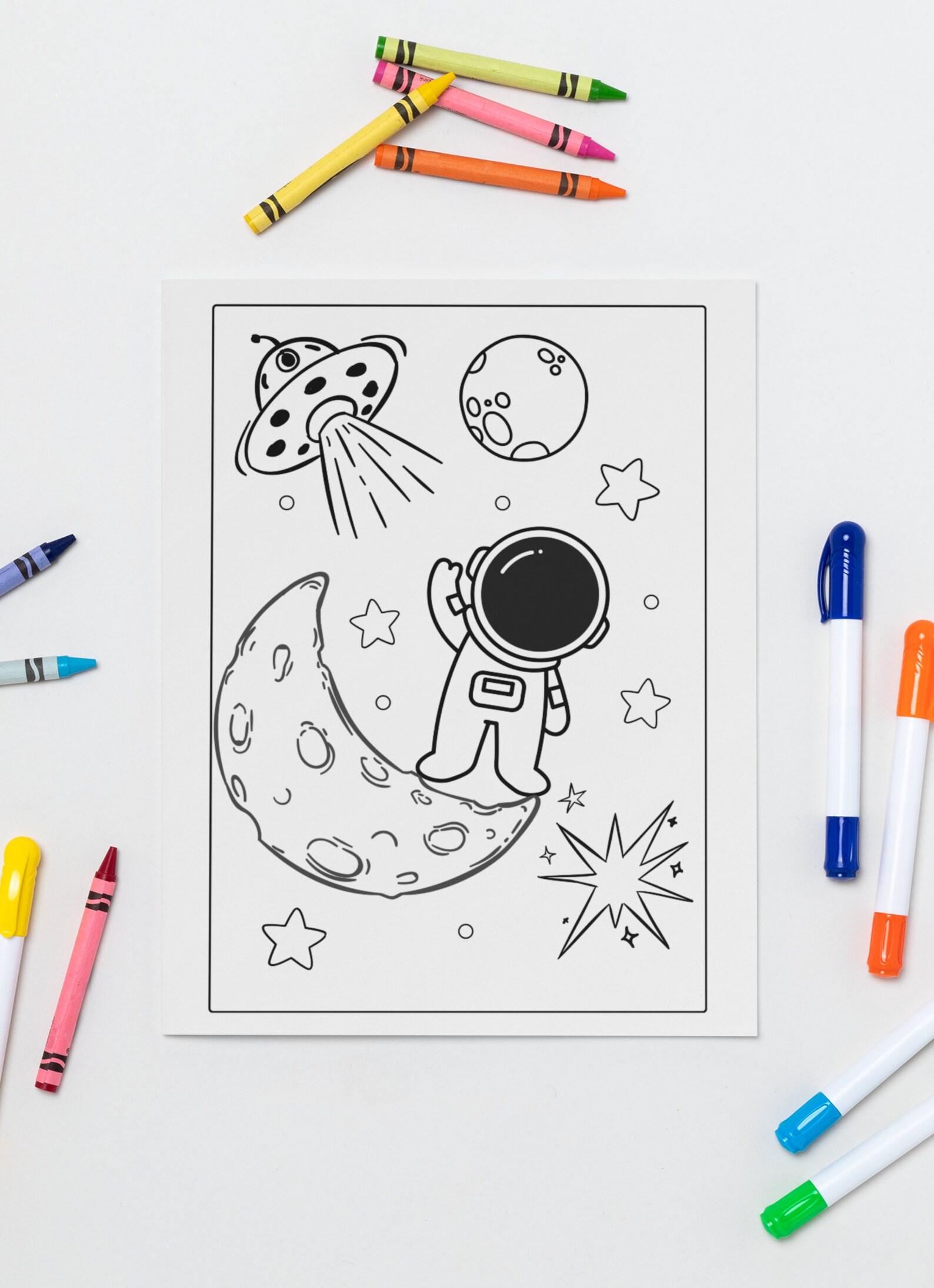 Space Coloring Pages PDF for Kids, Digital Space Coloring Pages ...