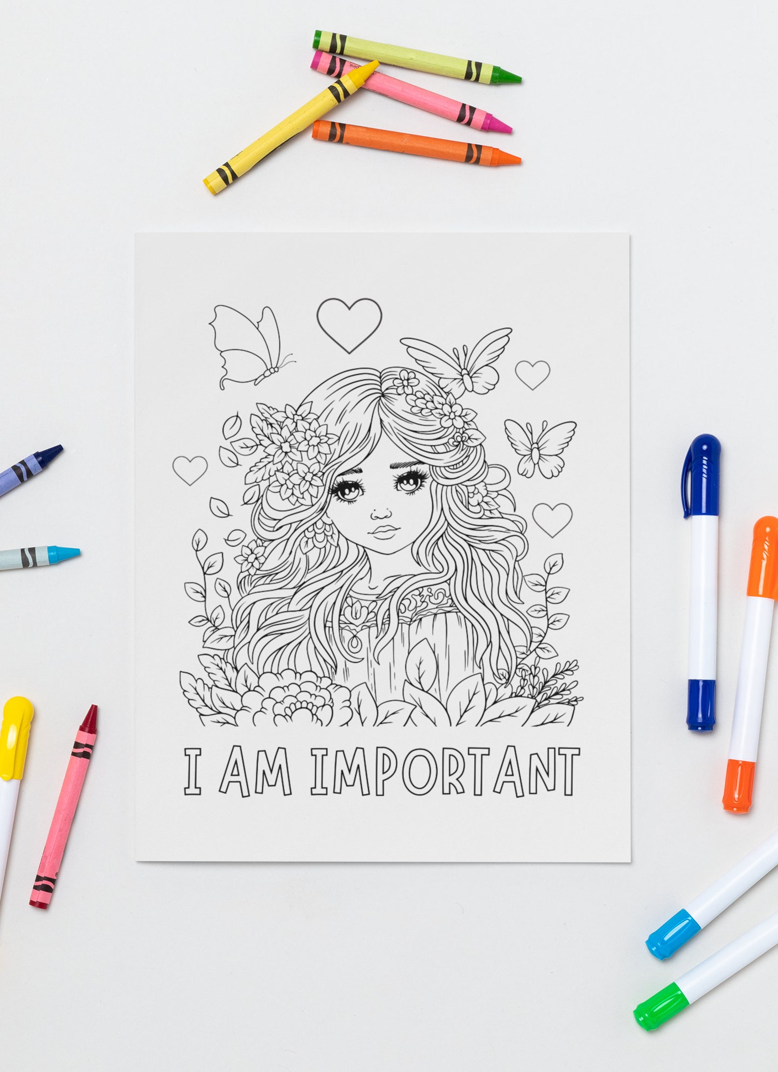 Girl Coloring Pages PDF With Affirmations, Digital Download, Printables ...