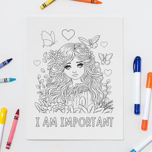 Girl Coloring Pages PDF With Affirmations, Digital Download, Printables ...
