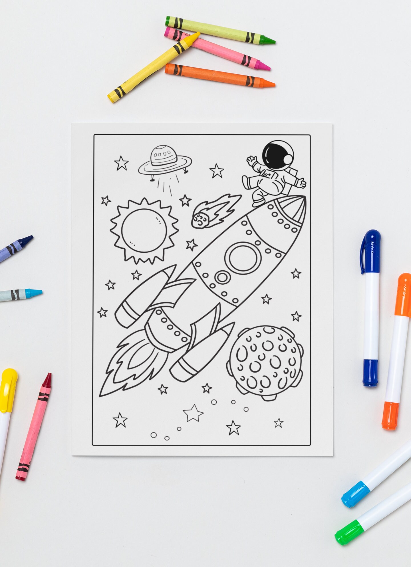 Space Coloring Pages PDF for Kids, Digital Space Coloring Pages ...
