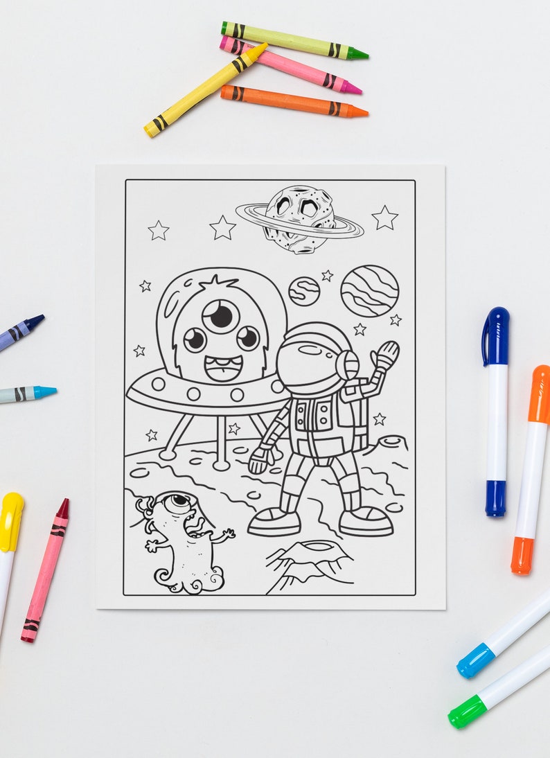 Space Coloring Pages PDF for Kids, Digital Space Coloring Pages ...