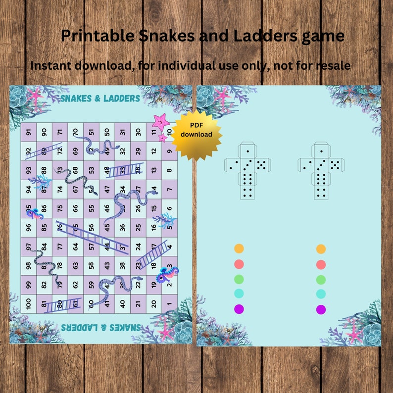 Printable Snakes and Ladders Board Game - Etsy