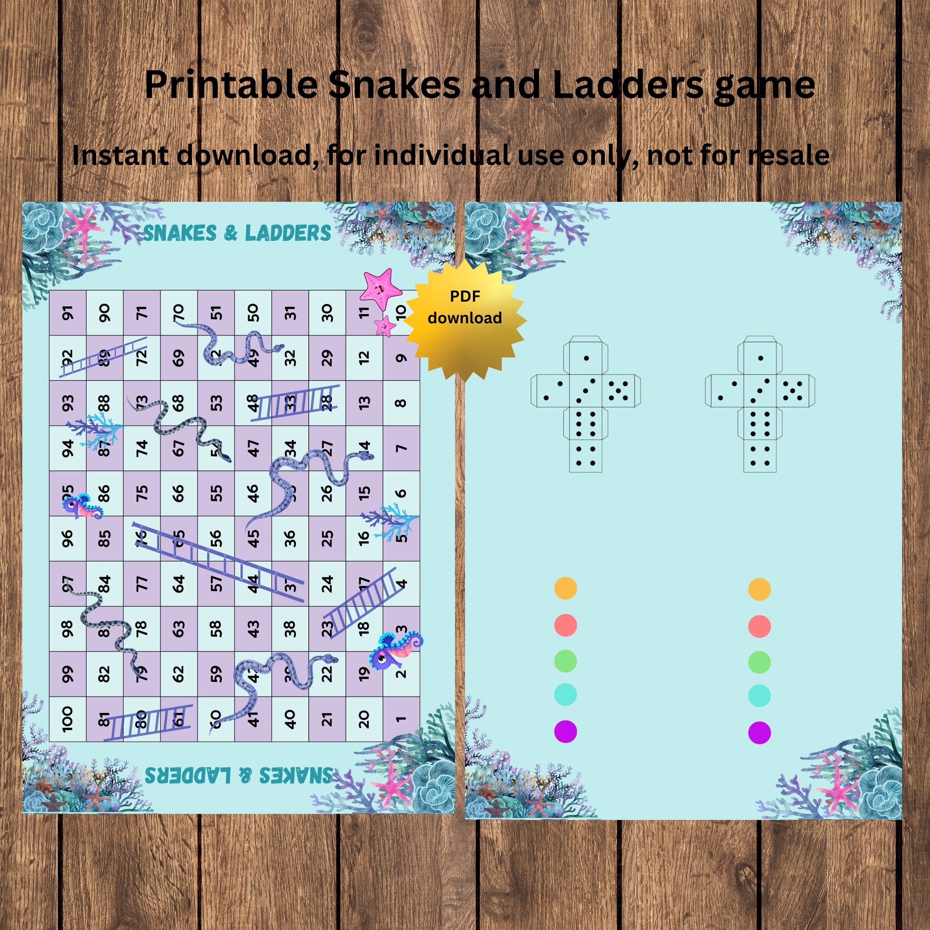 Printable Snakes and Ladders Board Game - Etsy