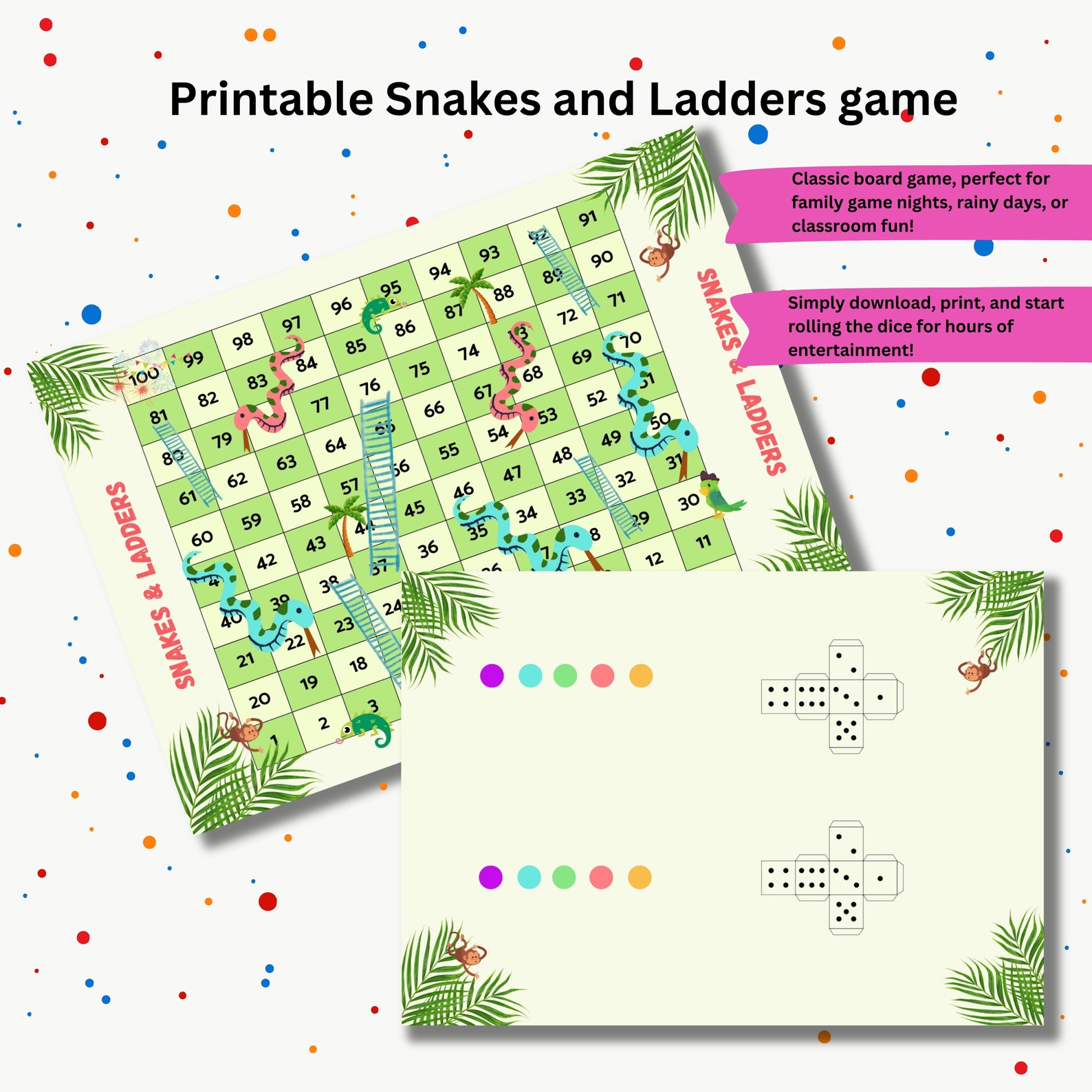 Printable Snakes and Ladders Board Game - Etsy UK