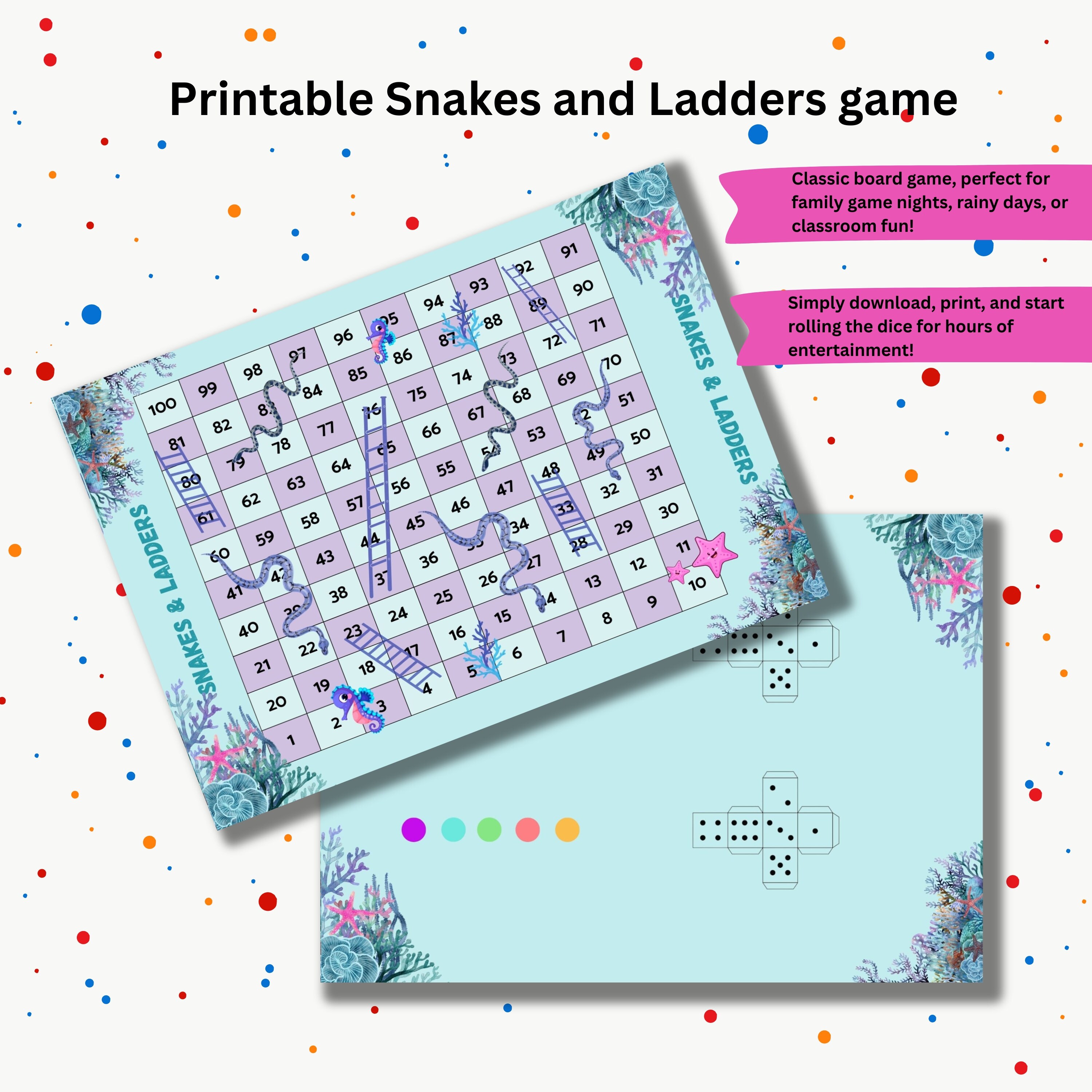 Printable Snakes and Ladders Board Game - Etsy