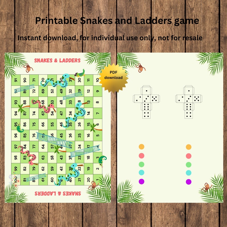 Printable Snakes and Ladders Board Game - Etsy