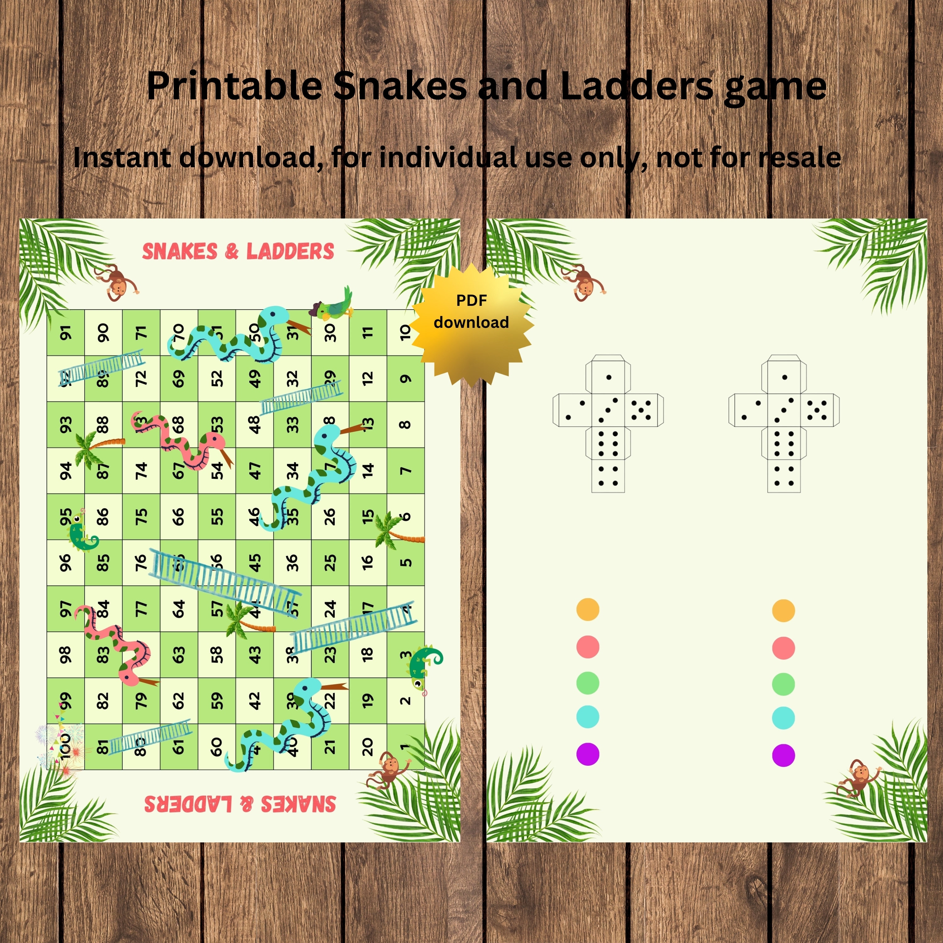 Printable Snakes and Ladders Board Game - Etsy