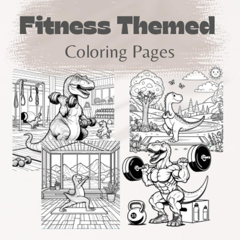 Dinosaur Fitness Coloring Pages for Kids Fun Exercise Theme ...