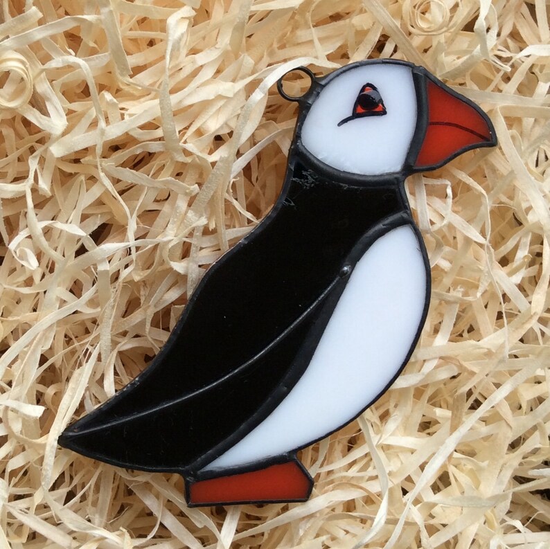 Stained Glass Puffin Suncatcher Handcrafted Comical Puffin - Etsy UK