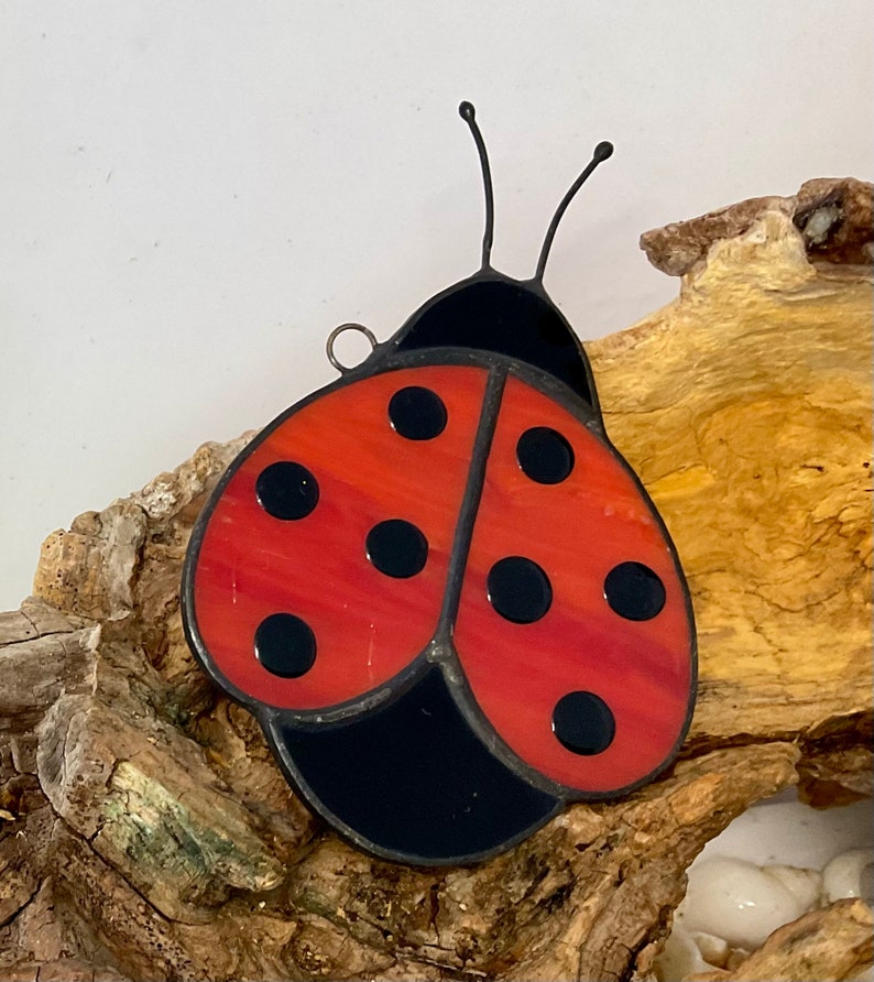 Stained Glass Ladybird Suncatcher • Handmade Window Hanging - Etsy UK