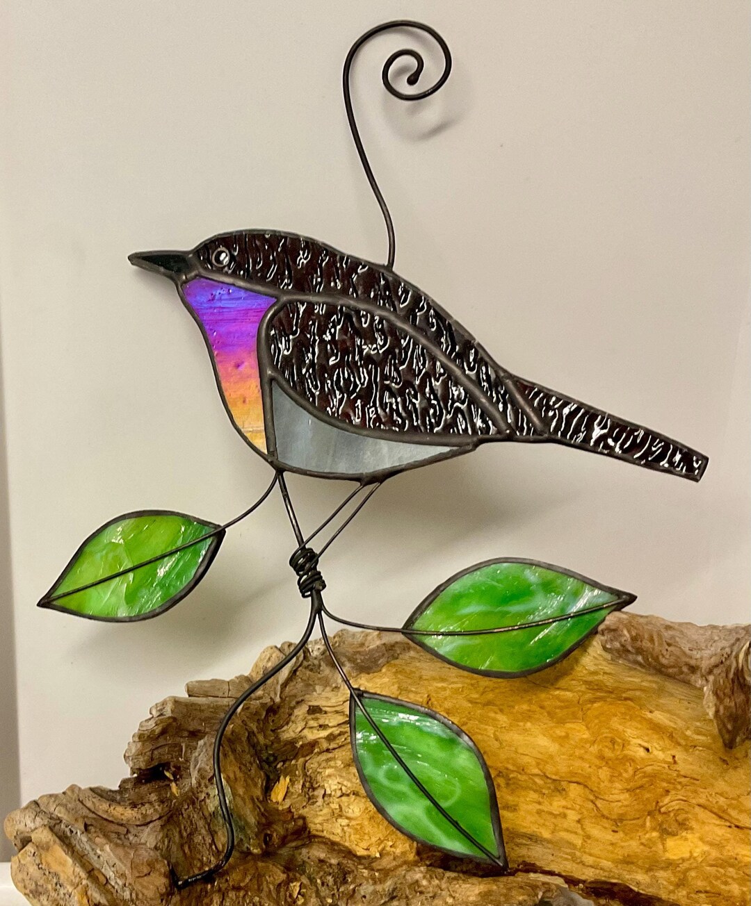 Stained Glass Robin Suncatcher • Handcrafted Festive Window Hanging ...