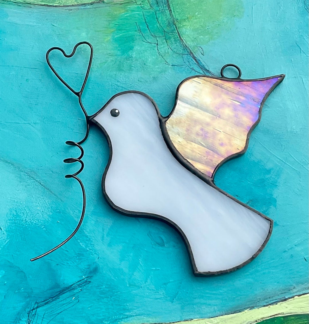 Stained Glass Dove Suncatcher • Dove Suncatcher • Peace Offering Gift ...