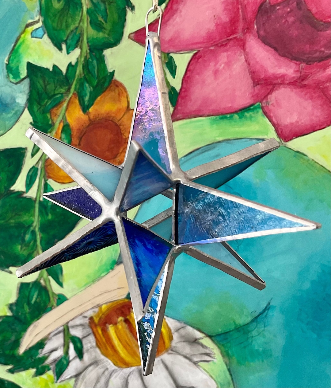 Stained Glass 3D Star Suncatcher Star Gift Handcrafted Glass Star Star ...