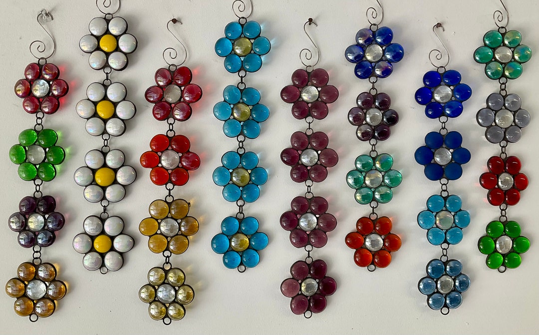 Stained Glass Daisy Chain Suncatcher • Hanging Flower Decoration - Etsy