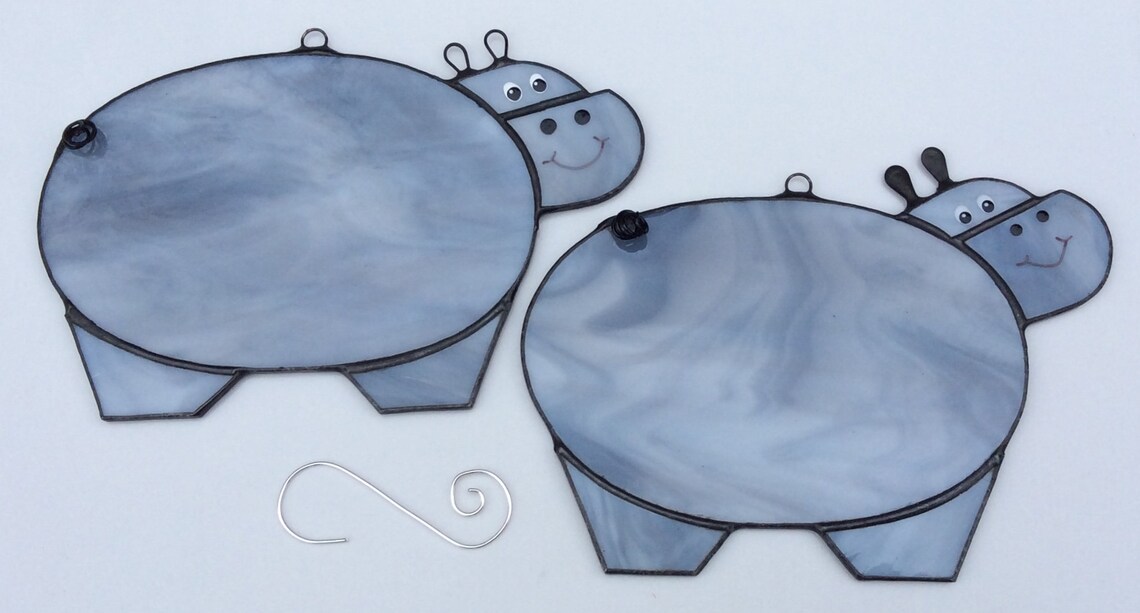 Stained Glass Hippo Suncatcher Hippo Gift Hippo Suncatcher | Etsy