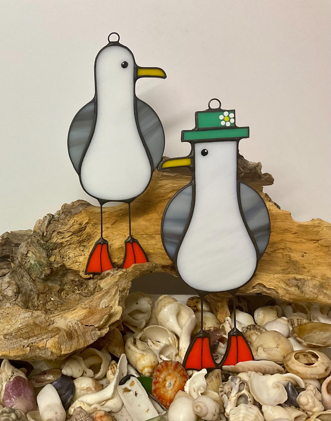 Stained Glass Seagull Suncatcher • 6 Inches Tall • Seagull Suncatcher ...