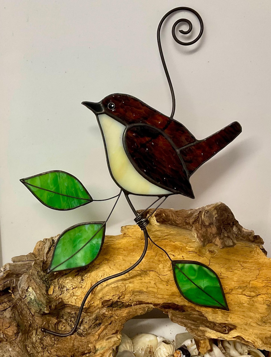 Stained Glass Wren Suncatcher: Handcrafted Bird Window Hanging - Etsy