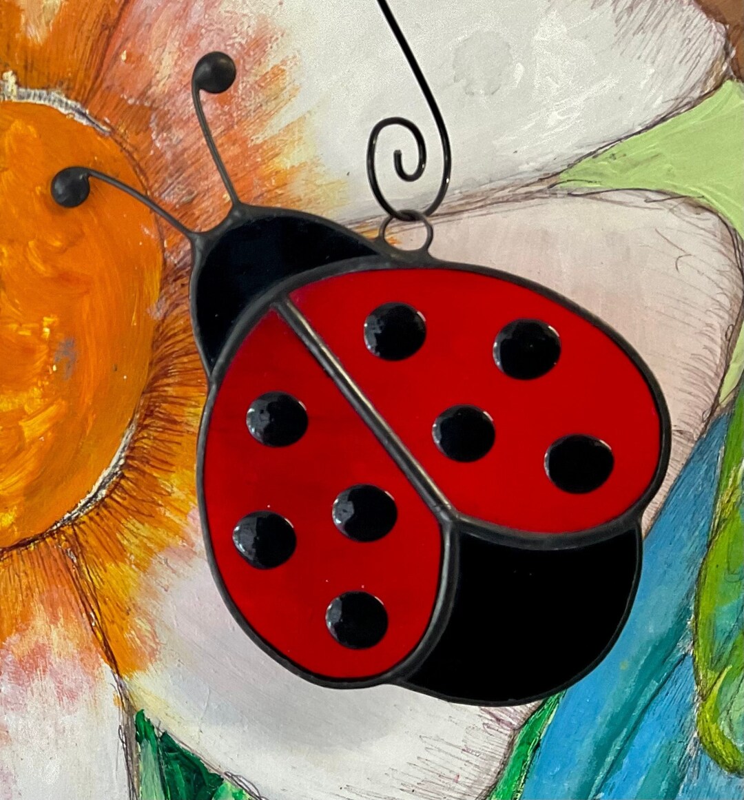 Stained Glass Ladybird Suncatcher • Handcrafted Window Hanging ...