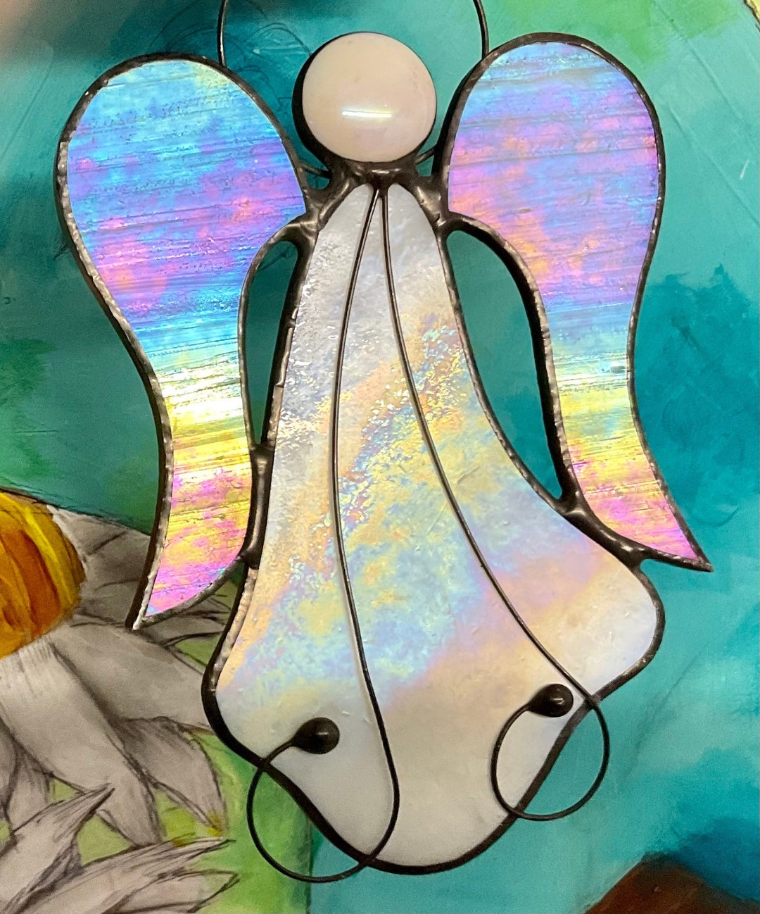 Stained Glass Angel Suncatcher • Angel Suncatcher • Glass Angel • Angel ...