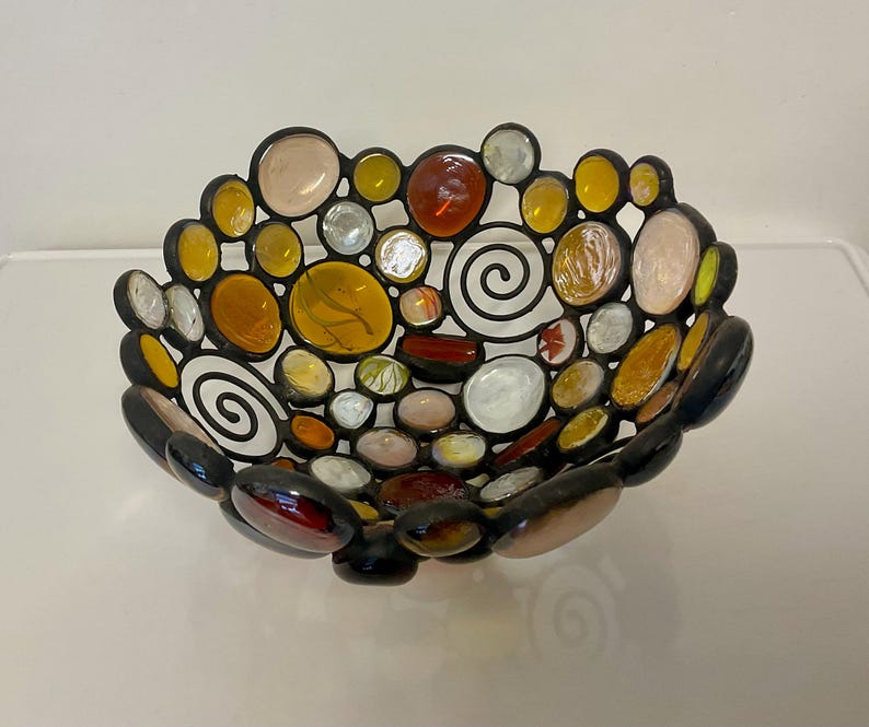 Handmade Amber Stained Glass Candle Holder - Etsy