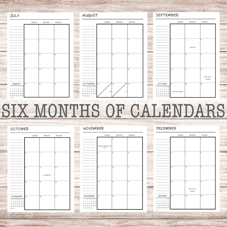 July-december 2020 Monthly Calendars - Etsy