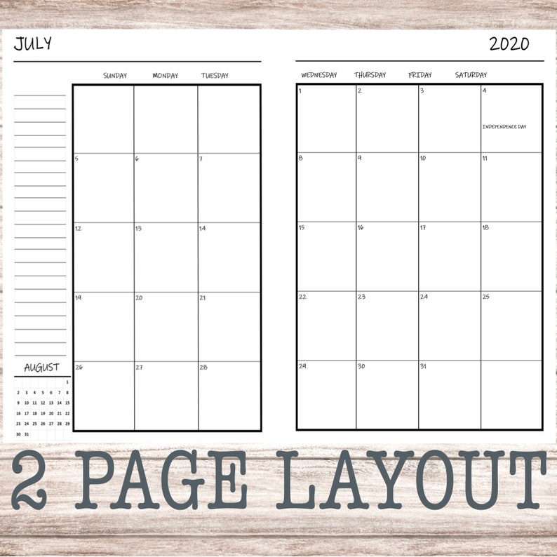 July-december 2020 Monthly Calendars - Etsy