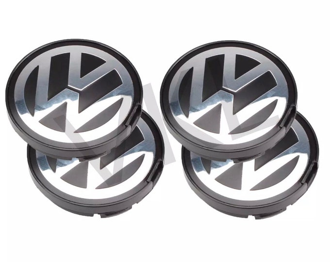VW 55mm Wheel Centre Caps New X4 Golf Polo Passat Lupo Bora 6N0 601 171 ...