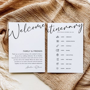 Welcome Letter and Itinerary, Wedding Schedule of Events, Agenda ...