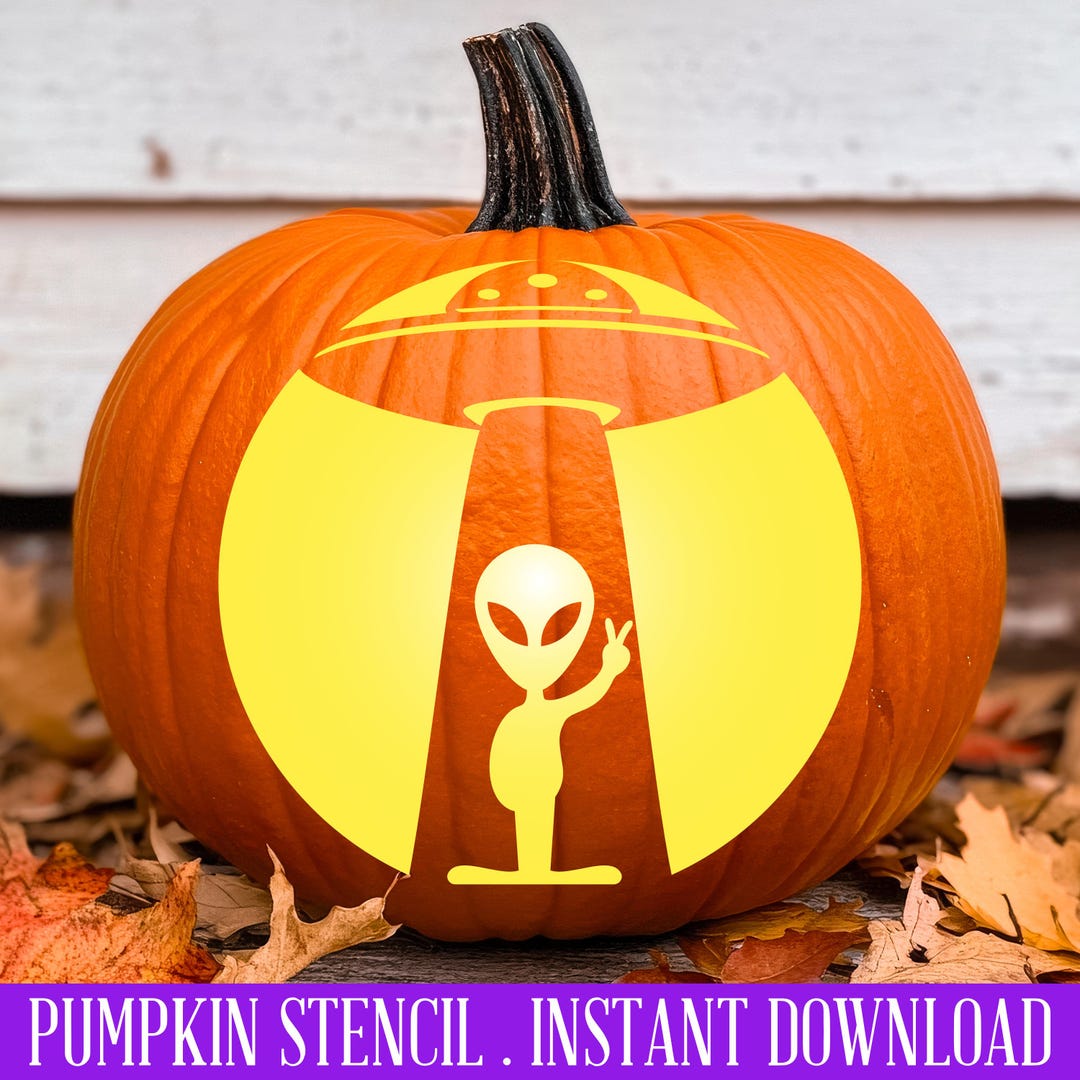 Alien Pumpkin Stencil, UFO Printable Stencil, Jack O' Lantern, Pumpkin ...