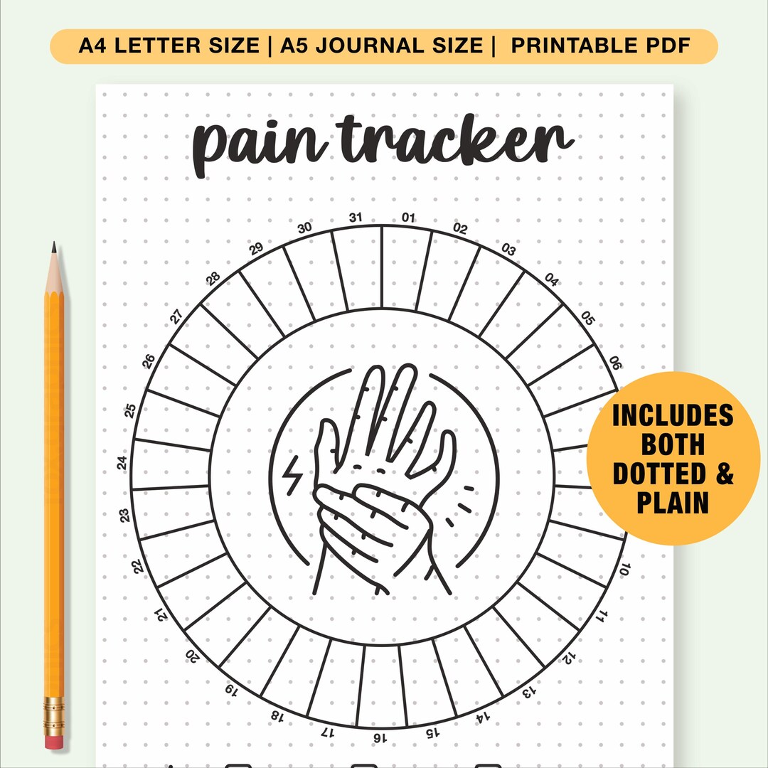 Monthly Pain Tracker Printable Template, Track Daily Pain Severity ...