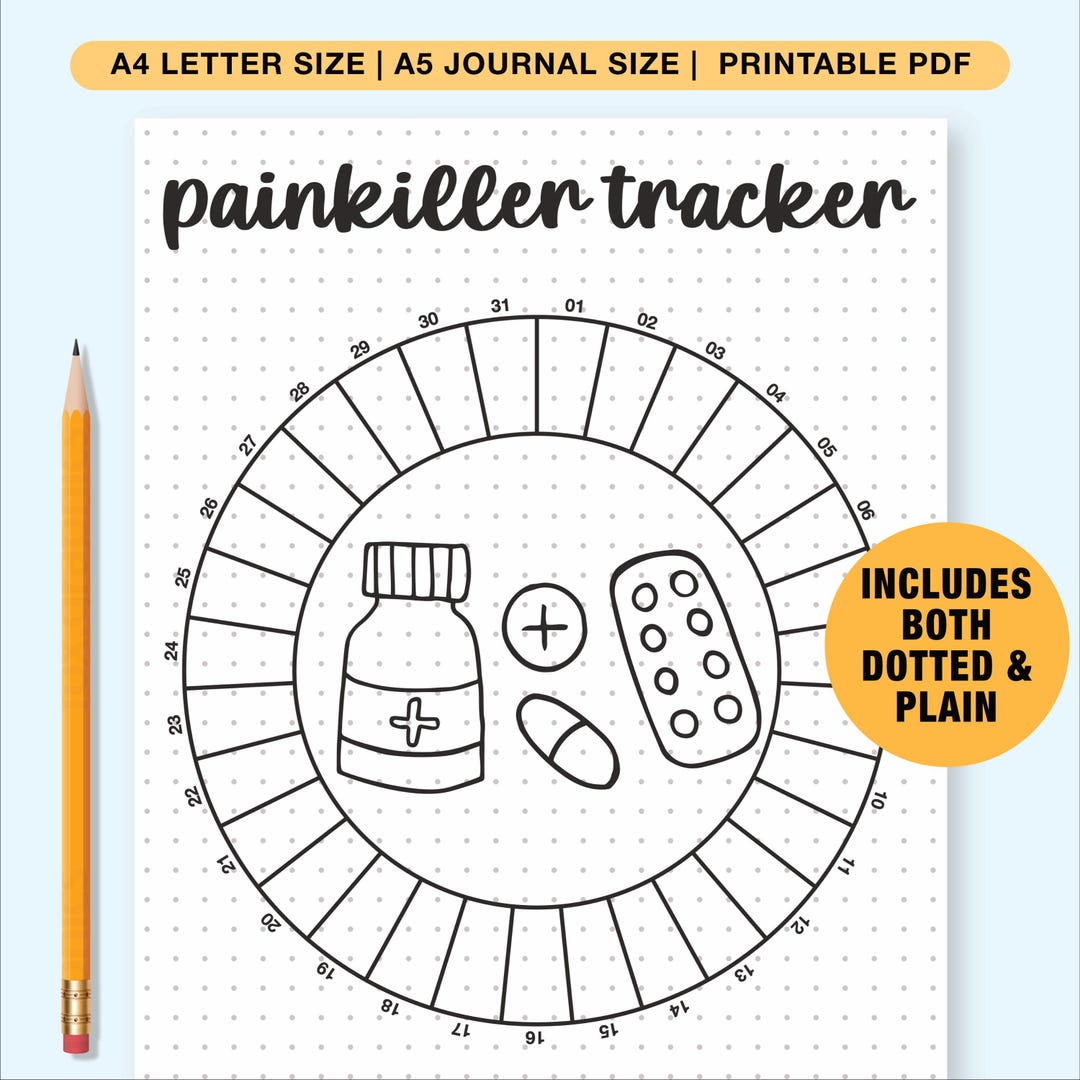 Monthly Painkiller Tracker Planner Page Printable Pdf Medication ...