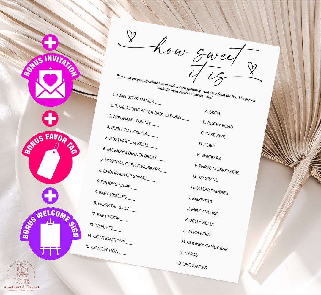 Candy Match Game, Minimal, Modern, Rustic, Baby Shower Game, Printable ...