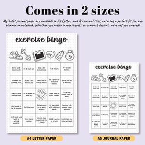 Exercise Bingo Printable Journal Game Page Workout Tracker Fitness ...