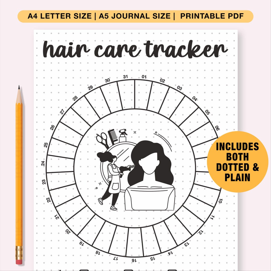 Monthly Hair Care Tracker A4 A5 Journal Page Beauty Routine Hair Wash ...