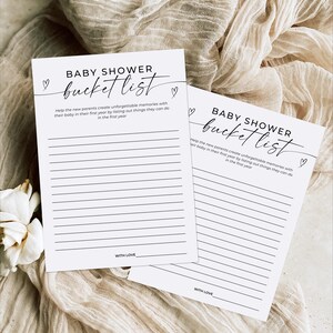 Baby Bucket List, Minimal, Modern, Rustic, Baby Shower Game, Printable ...