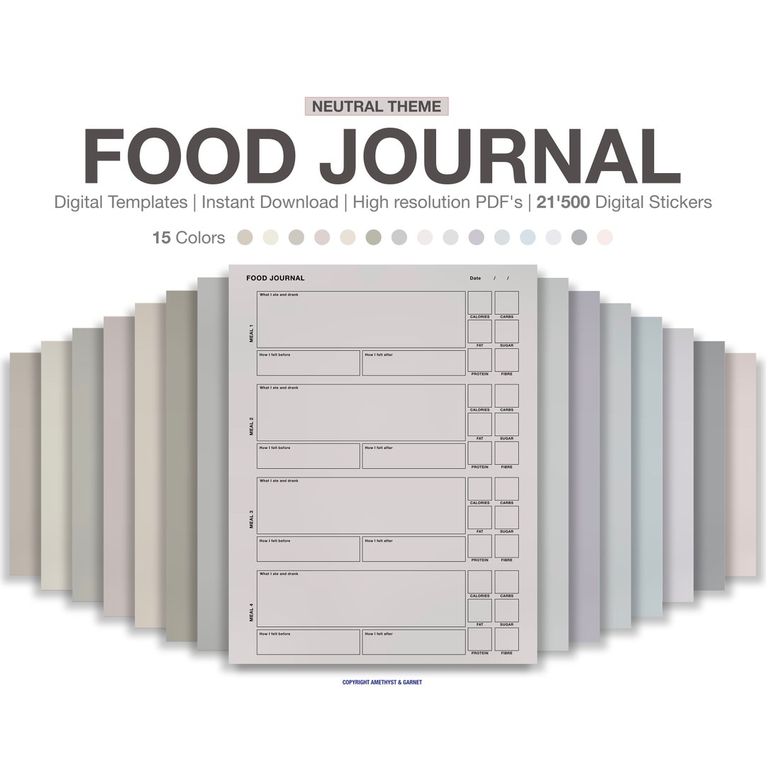 Neutral Food Log Digital Note Paper Templates Templates Notetaking ...