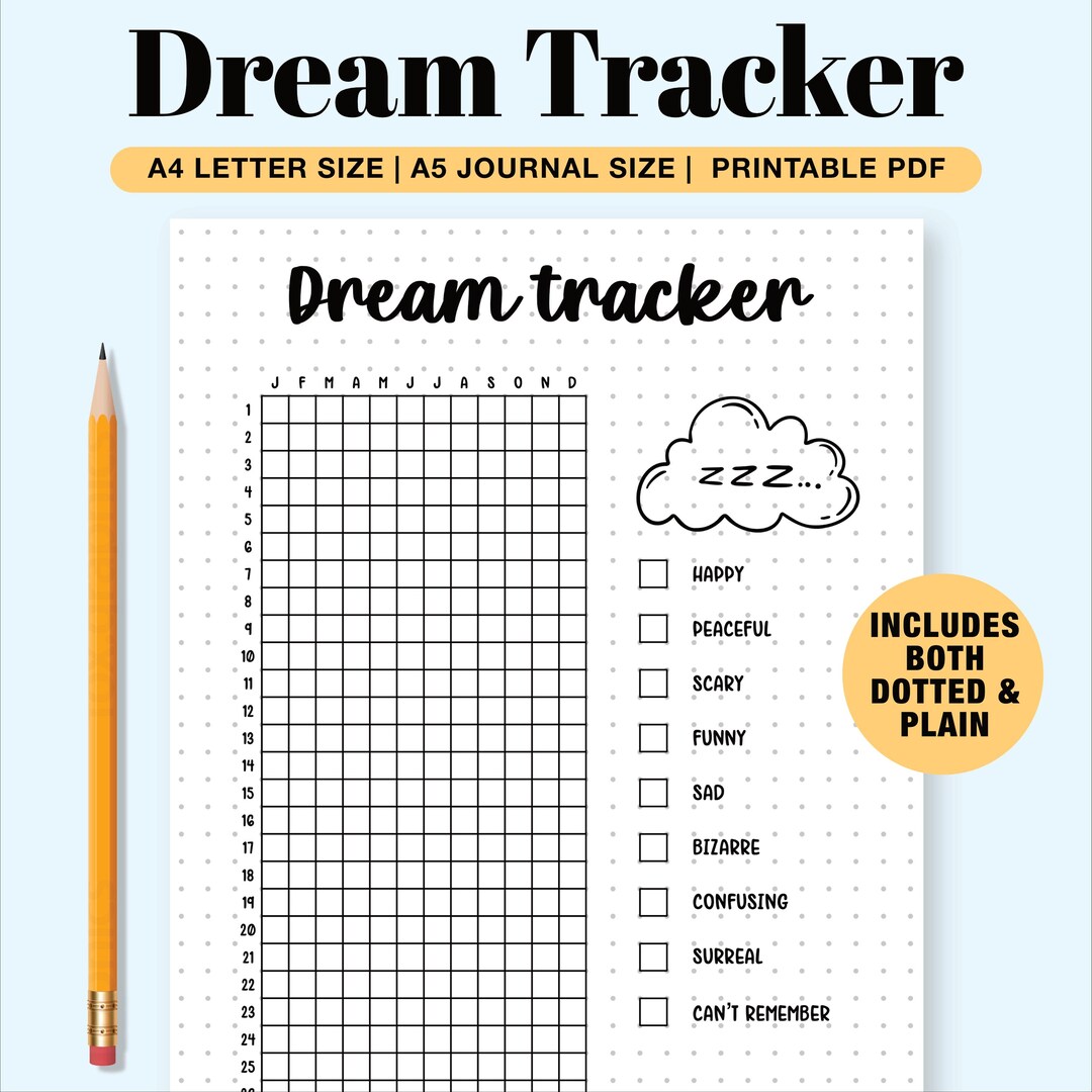 Yearly PRINTABLE Dream Tracker Journal Page Dream Diary Printable ...
