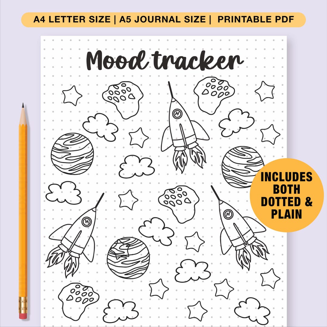 Space Mood Tracker PRINTABLE Journal Page Planner Page Feelings Tracker ...