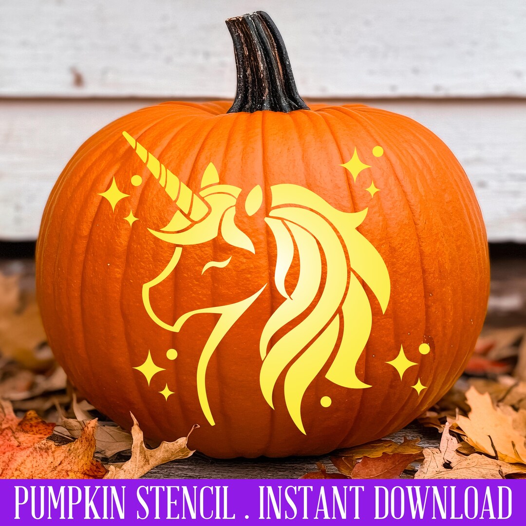 Unicorn Pumpkin Stencil, Unicorn Printable, Pumpkin Stencil, Unicorn Pumpkin Carving Stencil ...
