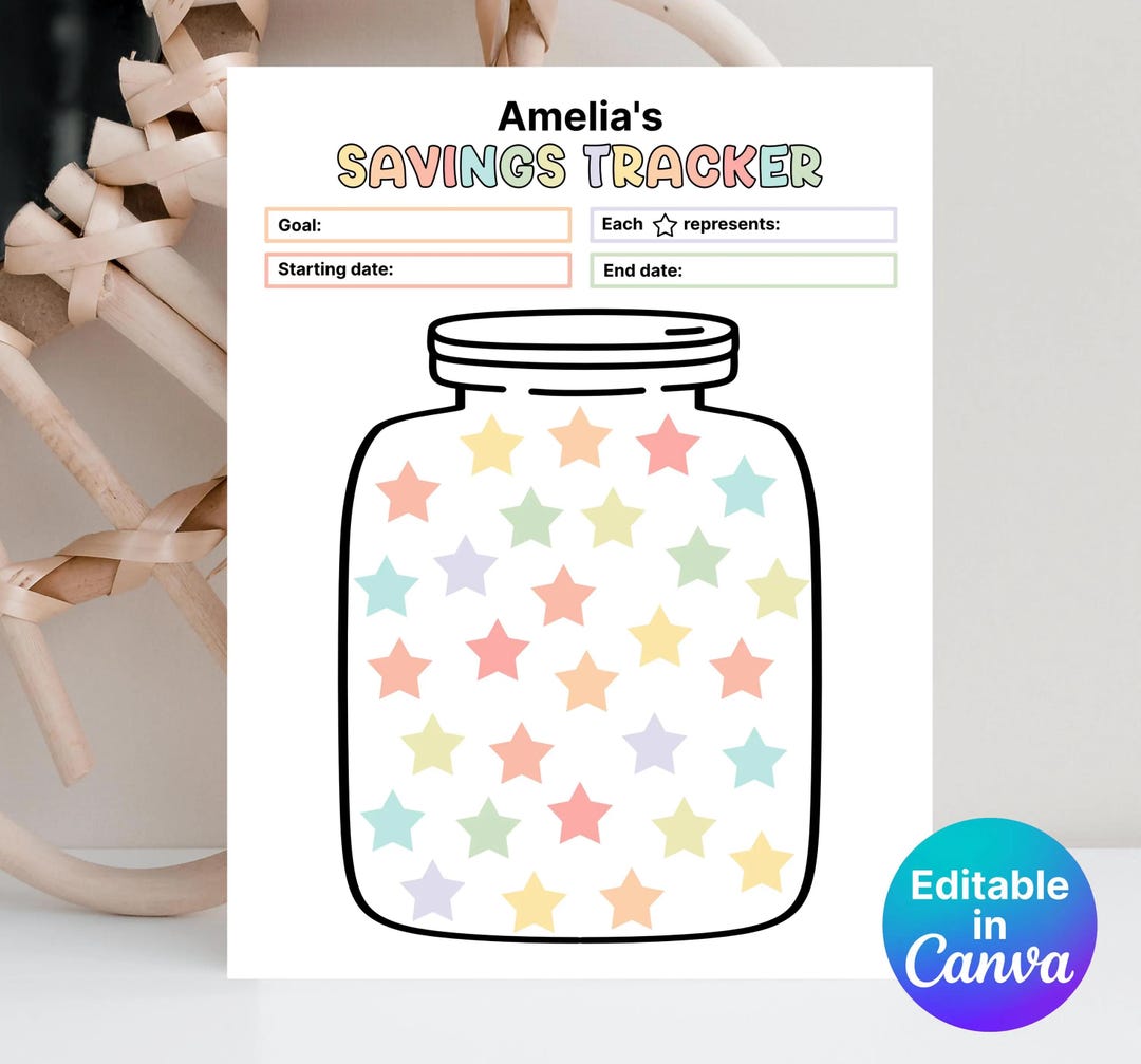 Printable Kids Savings Tracker, Kids Money Saving Goals, Financial ...