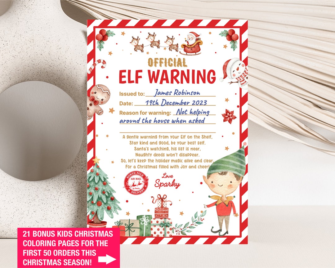 EDITABLE Elf Warning Letter, Elf Behaviour Letter, Elf Naughty Letter ...