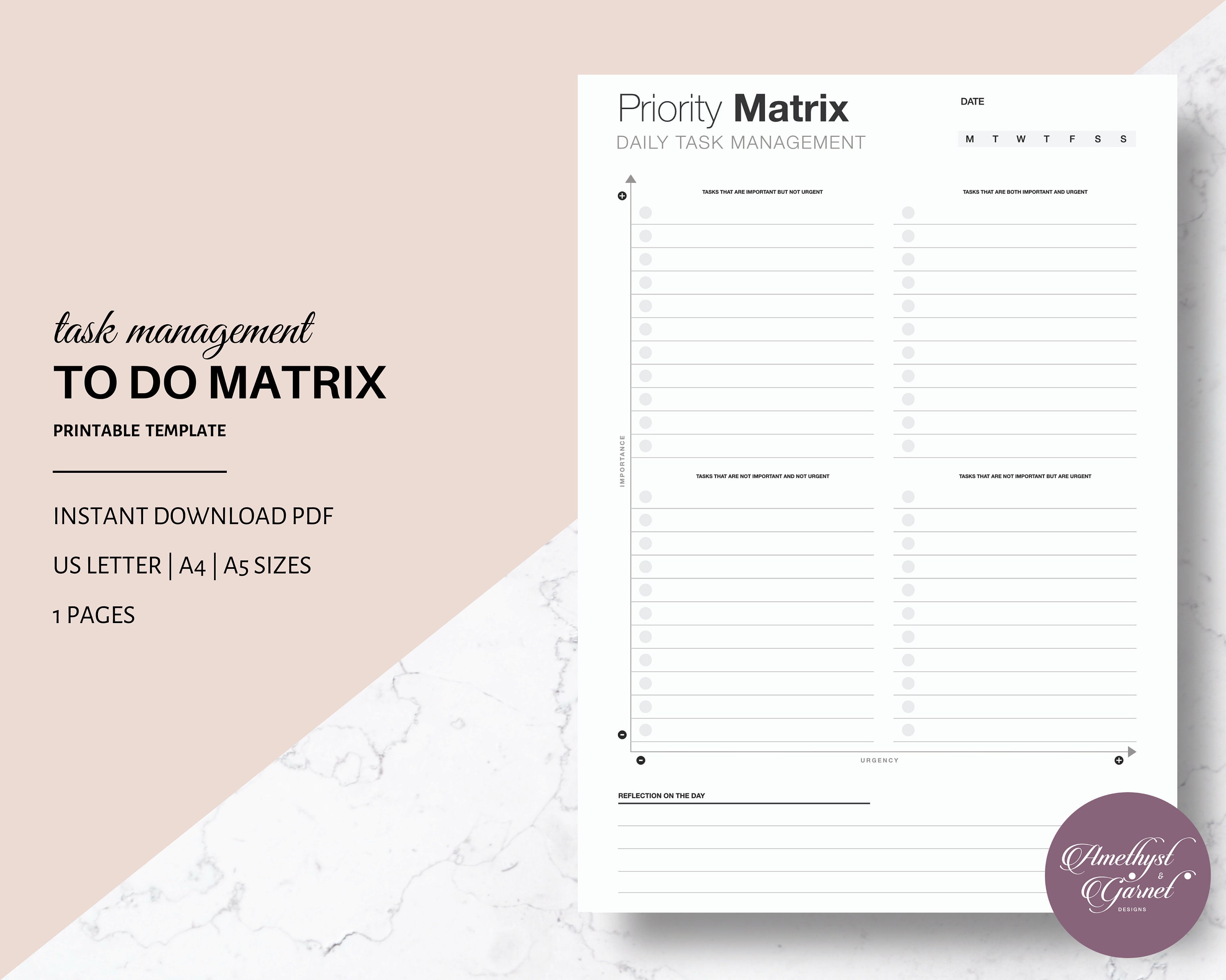 Stationery Eisenhower Matrix Task Priority Matrix Planner Classic Size ...