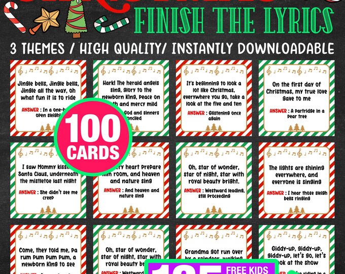 Christmas Carol Finish the Lyric Game, Printable Christmas Game ...