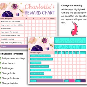 Spaceship Editable Reward Chart, Behavior Chart, Daily Chore Chart ...