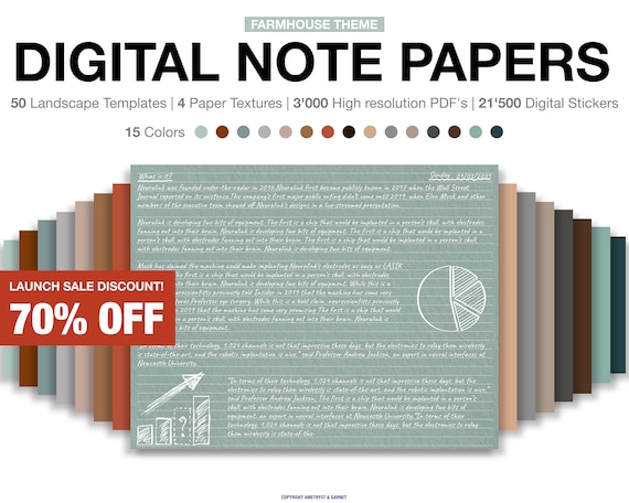 Digital Note Paper Templates Templates Notetaking Digital - Etsy